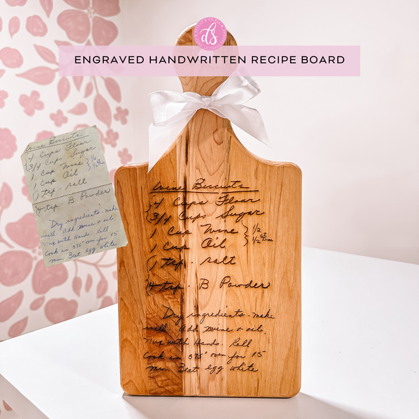 Engraved Handwritten Recipe Board - Details and Swirls