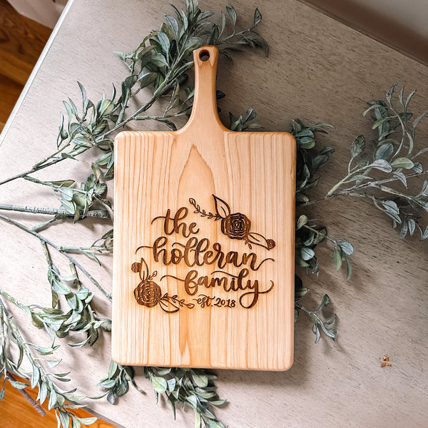 Custom Engraved Wooden Cutting Board - Details and Swirls