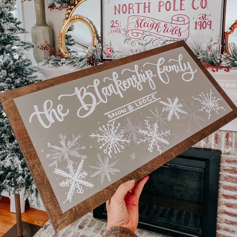 Family Snow Lodge Sign - Details and Swirls