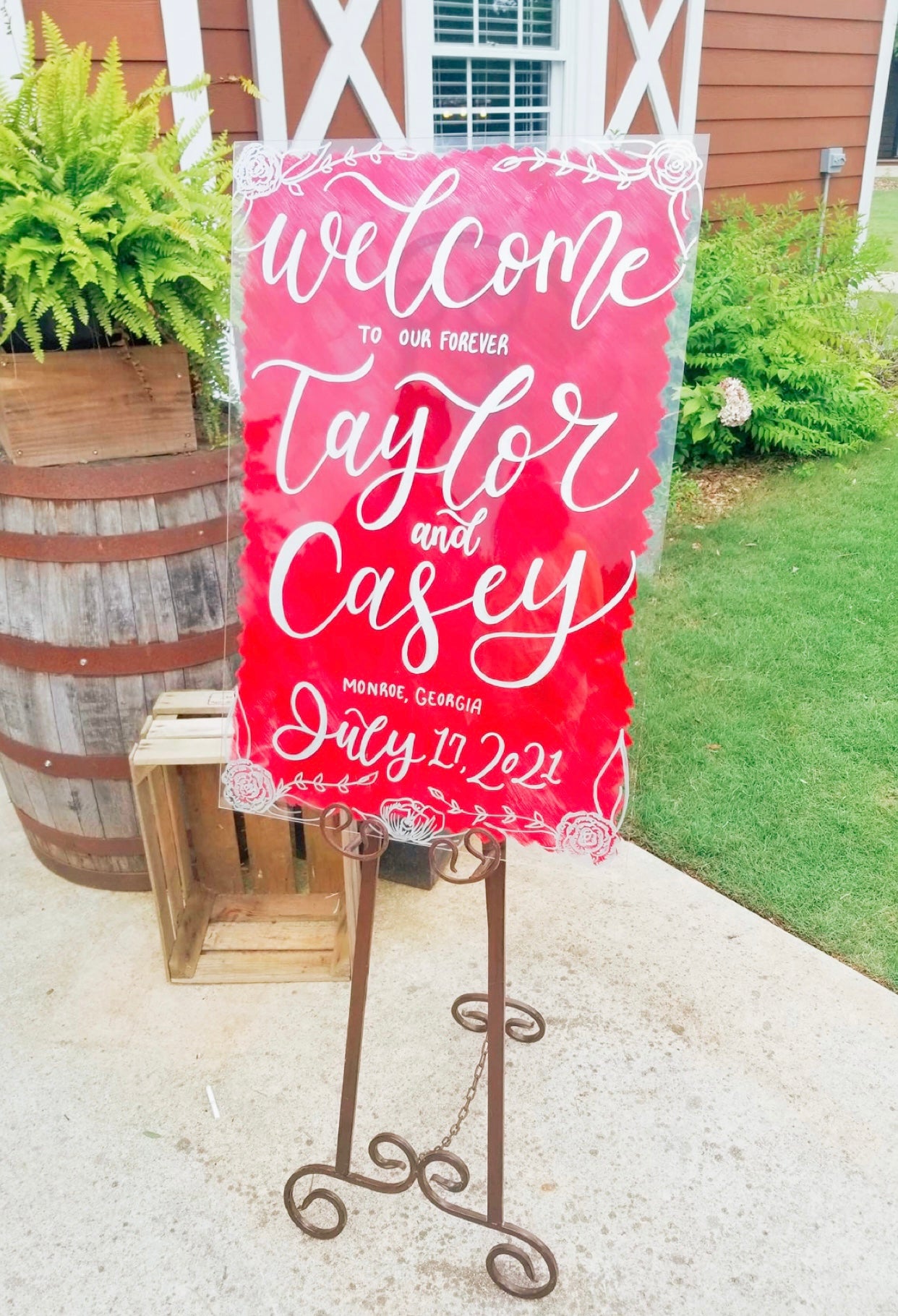 Vertical Acrylic Welcome Sign - Details and Swirls
